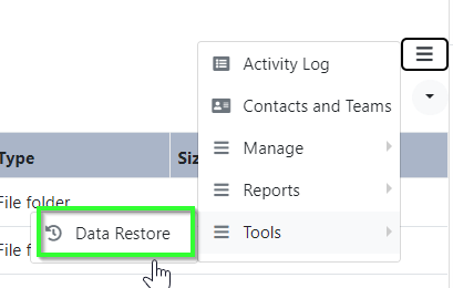 New Look: Data Restore – Support Center