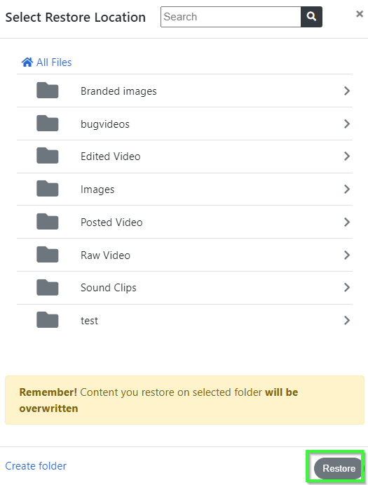 New Look: Data Restore – Support Center