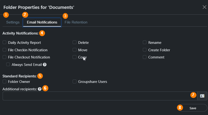 New Look: Folder Properties – Support Center