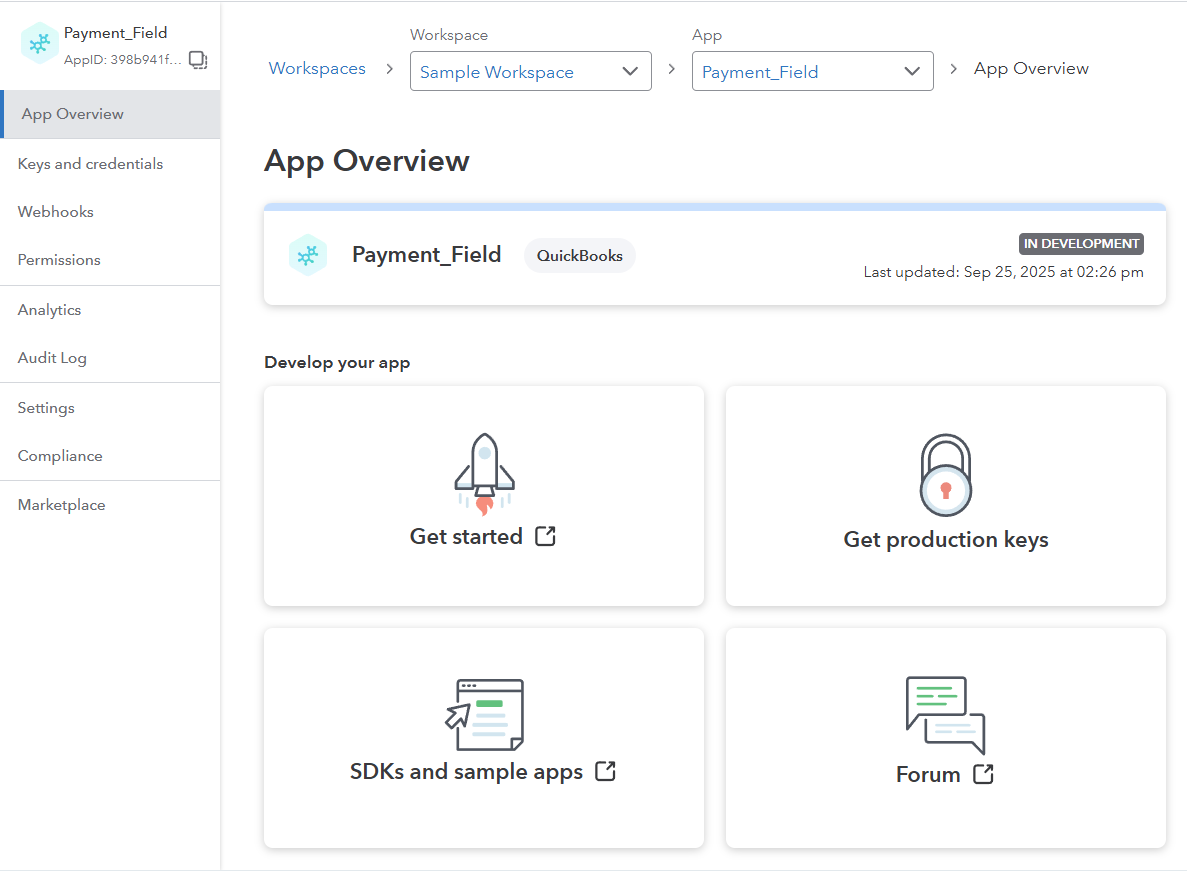 How to set up an Intuit QuickBooks app for the eform Payment field ...